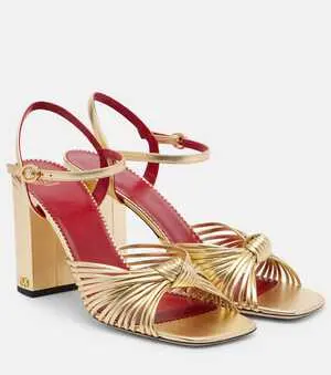 Valentino Garavani Annet Metallic Leather Sandals - Gold