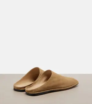 THE ROW Piper Suede Mules - Beige