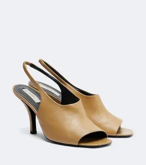 TOTEME Leather Slingback Sandals - Beige