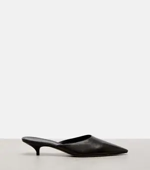 THE ROW Liisa Leather Mules - Brown