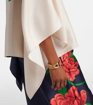 La DoubleJ Square Floral Silk Twill Top - Multicoloured
