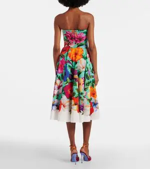 Dolce & Gabbana Floral Cotton Bustier Midi Dress - Multicoloured