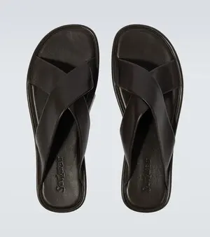 Saint Laurent Carlyle Leather Sandals - Brown
