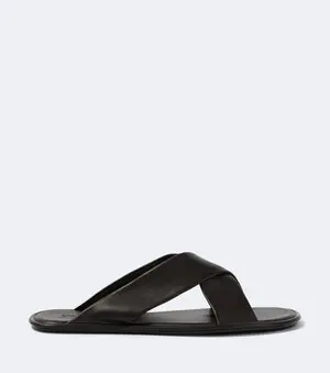 Saint Laurent Carlyle Leather Sandals - Brown
