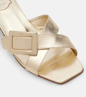 ROGER VIVIER Metallic Leather Sandals - Gold