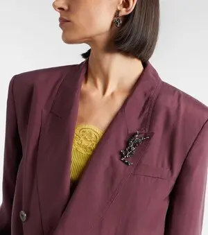 Saint Laurent Cassandre Embellished Brooch