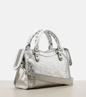 Balenciaga Le City Small Metallic Leather Tote Bag - Silver