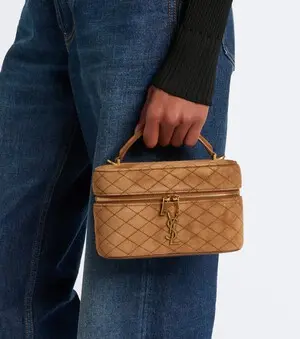 Saint Laurent Gaby Mini Quilted Vanity Bag - Brown