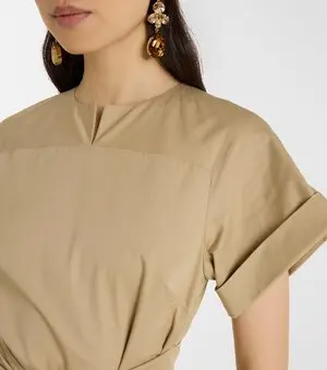 PATOU Gathered Cotton Midi Dress - Beige