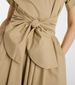 PATOU Gathered Cotton Midi Dress - Beige
