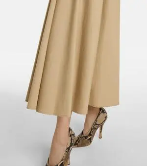 PATOU Gathered Cotton Midi Dress - Beige