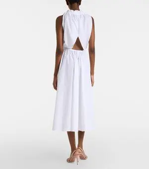 PATOU Gathered Cotton Midi Dress