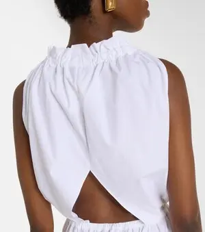 PATOU Gathered Cotton Midi Dress
