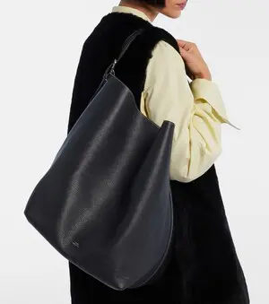 TOTEME Belted Leather Tote Bag - Black