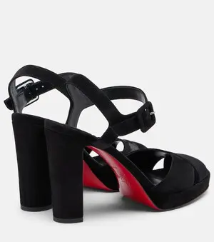 CHRISTIAN LOUBOUTIN Cora 100 Suede Sandals - Black