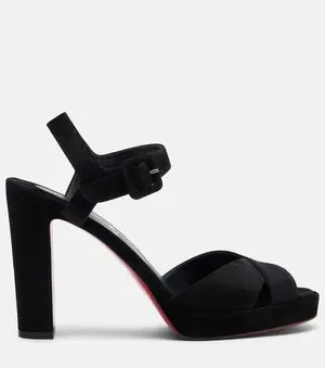 CHRISTIAN LOUBOUTIN Cora 100 Suede Sandals - Black