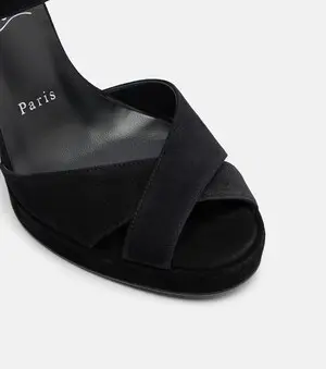 CHRISTIAN LOUBOUTIN Cora 100 Suede Sandals - Black
