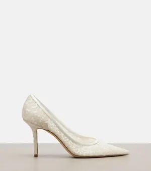 JIMMY CHOO Love Embroidered Tulle Pumps - White