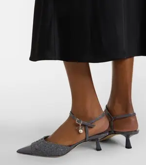 JIMMY CHOO Aren Tweed And Leather Slingback Pumps