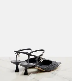JIMMY CHOO Aren Tweed And Leather Slingback Pumps