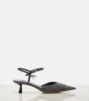 JIMMY CHOO Aren Tweed And Leather Slingback Pumps