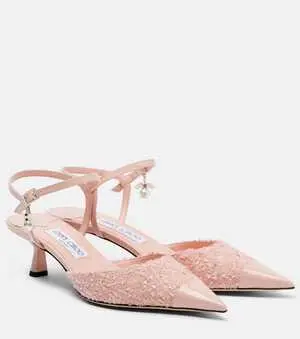 JIMMY CHOO Aren Tweed Slingback Pumps - Pink