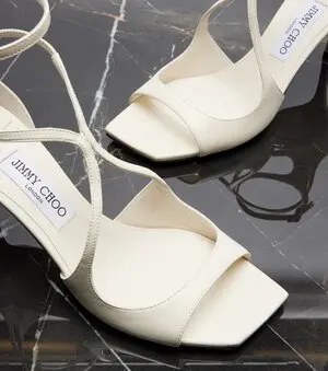 JIMMY CHOO Azia Leather Sandals - White