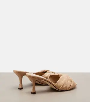 JIMMY CHOO Skye Twist Snake-effect Leather Mules - Beige
