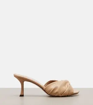 JIMMY CHOO Skye Twist Snake-effect Leather Mules