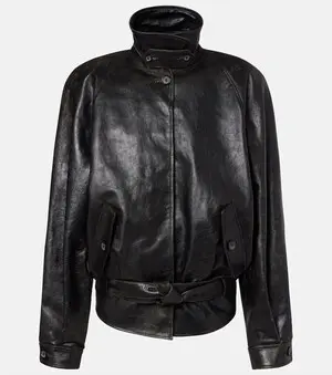 Magda Butrym Belted Leather Jacket - Black