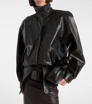 Magda Butrym Belted Leather Jacket - Black