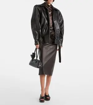 Magda Butrym Belted Leather Jacket - Black