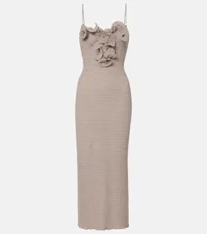 Magda Butrym Floral-appliqué Crêpe Midi Dress - Beige
