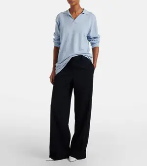 THE ROW Dender Wool Wide-leg Pants - Blue