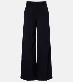 THE ROW Dender Wool Gabardine Wide-leg Pants - Blue