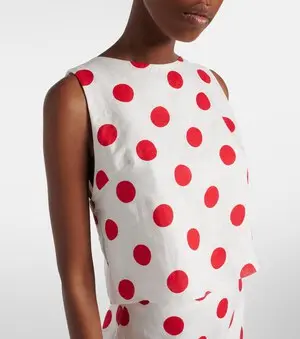 CALA DE LA CRUZ Avelino Polka-dot Linen Crop Top