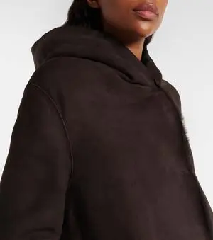 THE ROW Anaya Hooded Suede Coat - Brown