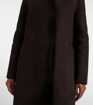 THE ROW Anaya Hooded Suede Coat - Brown