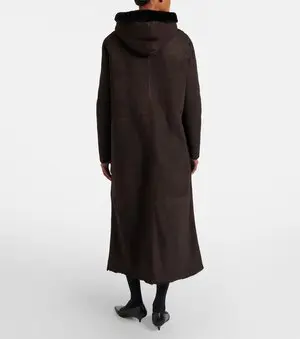 THE ROW Anaya Hooded Suede Coat