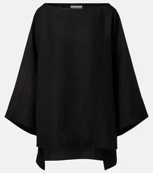 THE ROW Junia Linen Top - Black