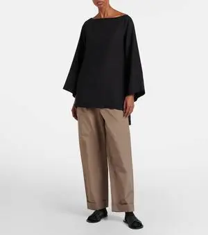 THE ROW Junia Linen Top - Black