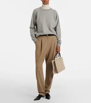 THE ROW Gianni Wool Straight Pants - Beige