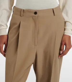 THE ROW Gianni Wool Straight Pants - Beige
