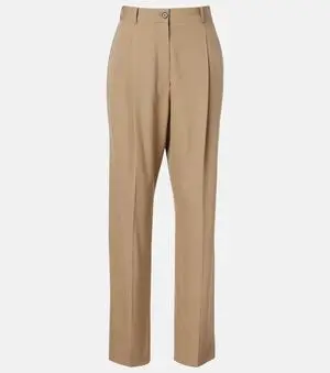 THE ROW Gianni Wool Straight Pants - Beige