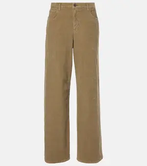 THE ROW Eglitta Cotton Corduroy Wide-Leg Pants Green