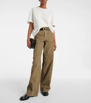 THE ROW Eglitta Cotton Corduroy Wide-leg Pants - Green