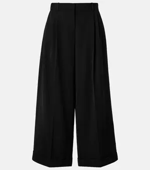 THE ROW Lior Wide-leg Wool Gabardine Trousers - Black