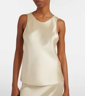 THE ROW Faustino Silk Satin Top - White