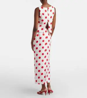 CALA DE LA CRUZ Bruna Polka-dot Linen Maxi Skirt - White