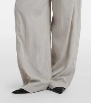 THE ROW Pleated Wide-leg Silk-blend Pants - Grey